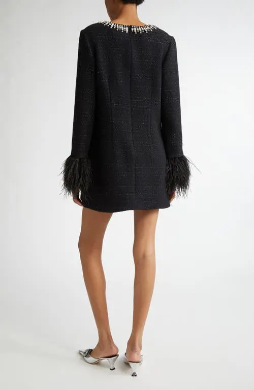 long sleeve boucle dress Blue Boucle Long Sleeve V Neck Midi Dress With Buttons