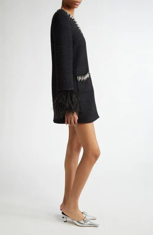 boucle long sleeve dress Light Pink Boucle Long Sleeve V-Neck Mini Dress