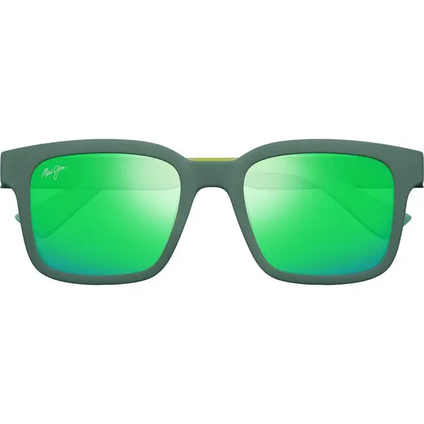 Maui Jim Opiopio Rectangular Sunglasses - Matte Green W/ Greens Grad Int