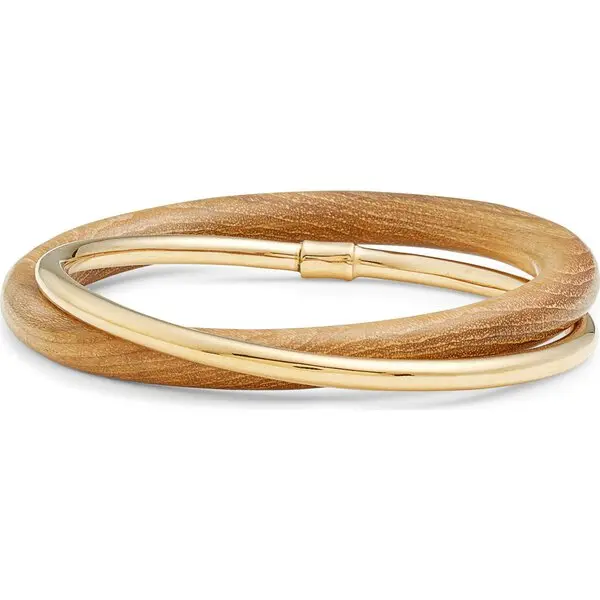 SOKO Interlocked Bangle - Gold/ Wood