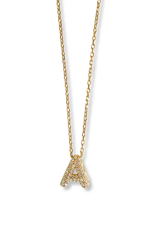 Argento Vivo Cubic Zirconia Initial Pendant Necklace - Gold - A