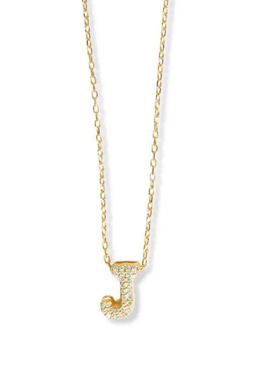 Argento Vivo Cubic Zirconia Initial Pendant Necklace - Gold - J