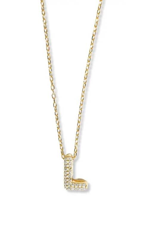 Argento Vivo Cubic Zirconia Initial Pendant Necklace - Gold - L