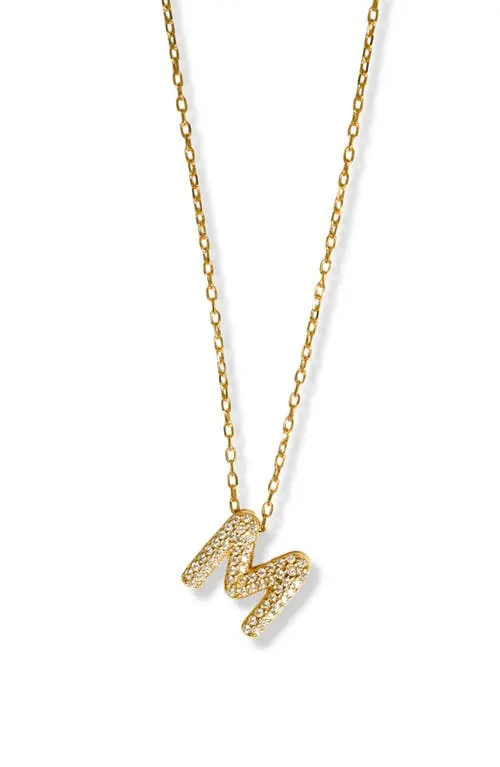 Argento Vivo Cubic Zirconia Initial Pendant Necklace - Gold - M