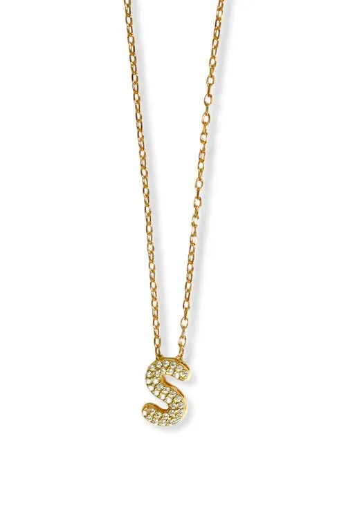 Argento Vivo Cubic Zirconia Initial Pendant Necklace - Gold - S