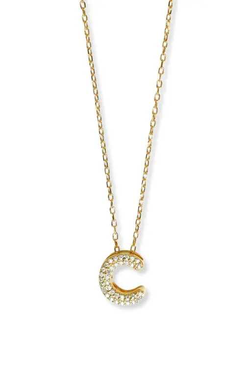 Argento Vivo Cubic Zirconia Initial Pendant Necklace - Gold