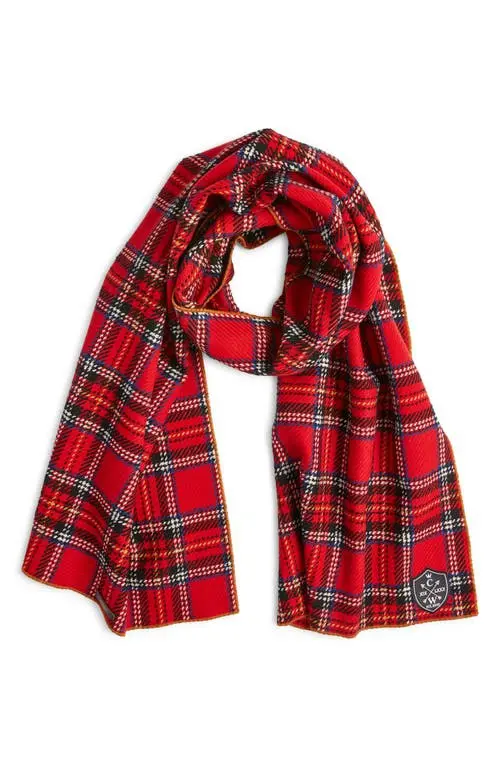 CLIFTON WILSON Tartan Wool Scarf - Red