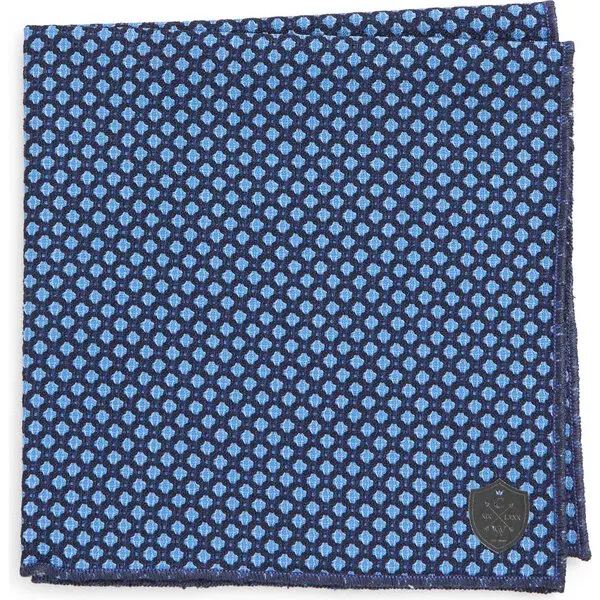 CLIFTON WILSON Diamond Jacquard Wool Pocket Square - Blue