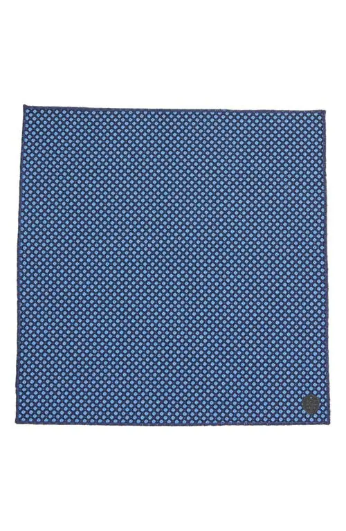 CLIFTON WILSON Diamond Jacquard Wool Pocket Square - Blue