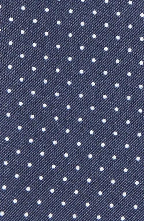 CLIFTON WILSON Polka Dot Silk Pocket Square - Navy