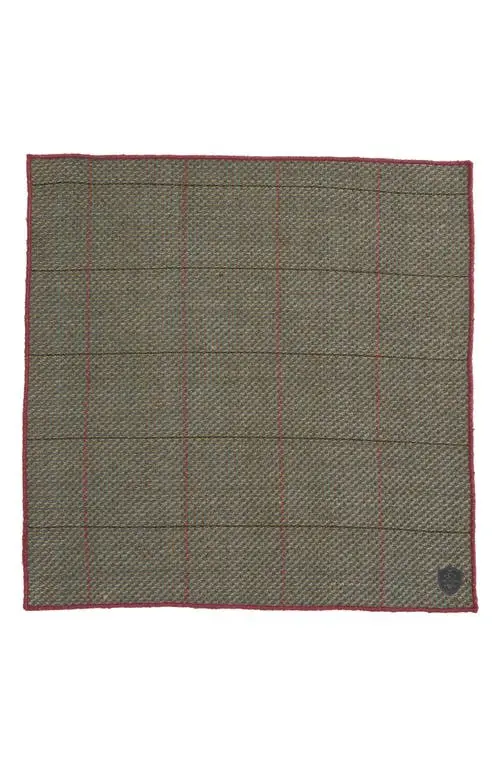 CLIFTON WILSON Plaid Wool Pocket Square - Olive