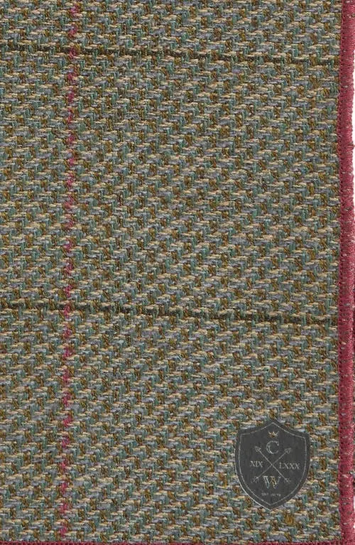 CLIFTON WILSON Plaid Wool Pocket Square - Olive