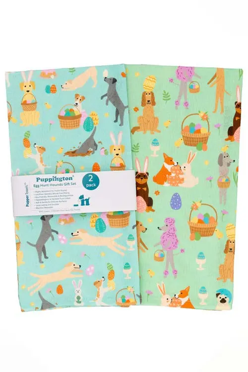 PUPPINGTON Dog Kitchen Towels - Egg Hunt Hounds