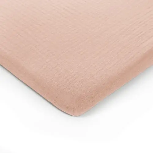 COMFY CUBS Muslin Fitted Bassinet Crib Sheet - Blush