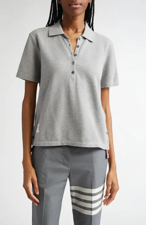 Thom Browne Stripe Piqué Polo - Light Grey