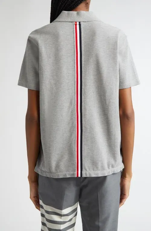 Thom Browne Stripe Piqué Polo - Light Grey