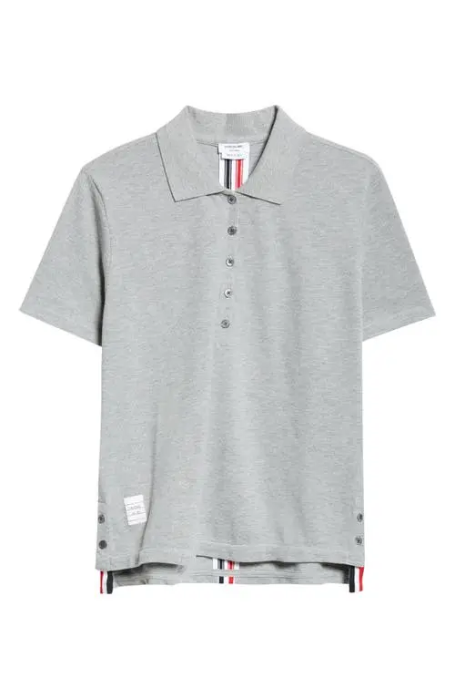 Thom Browne Stripe Piqué Polo - Light Grey