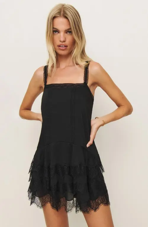 REFORMATION Cleodora Lace Trim Minidress