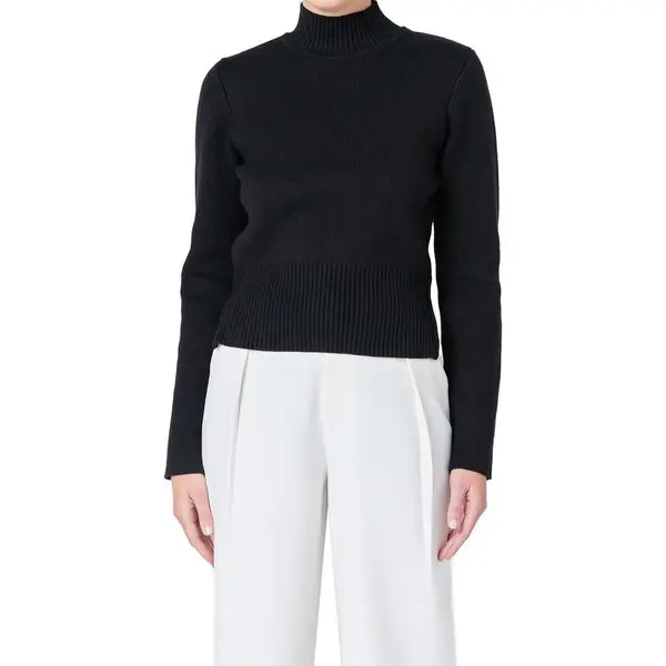 Endless Rose Ribbed Mock Neck Sweater