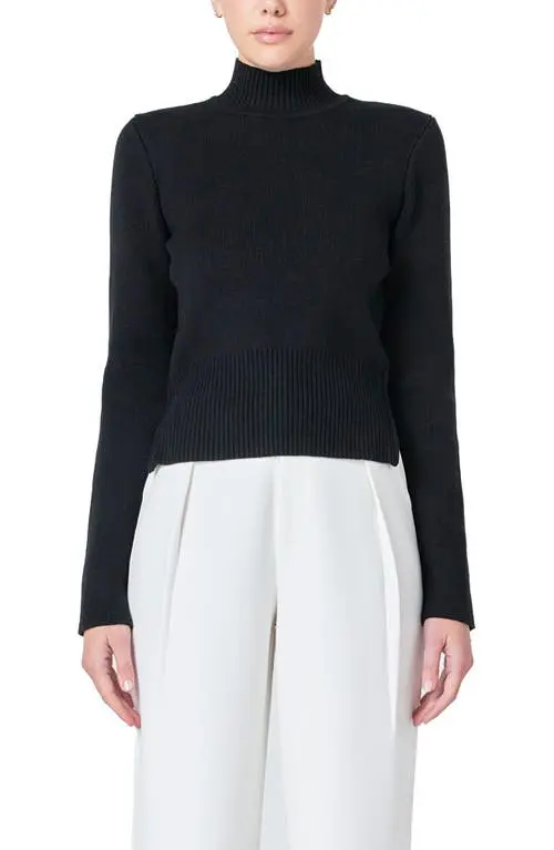 Endless Rose Ribbed Mock Neck Sweater
