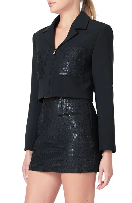 Endless Rose Sequin Pocket Crop Blazer