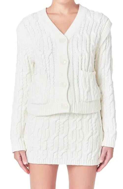 Endless Rose Cable Stitch Cardigan - Ivory