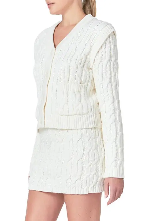 Endless Rose Cable Stitch Cardigan - Ivory