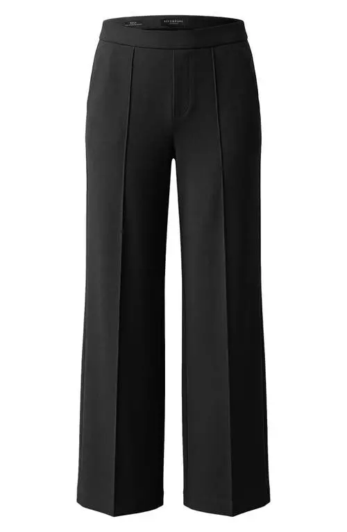 LIVERPOOL Kayla Wide Leg Pull-on Trousers - Black
