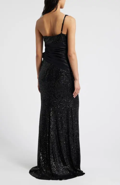 Eliza J One-shoulder Sequined Gown