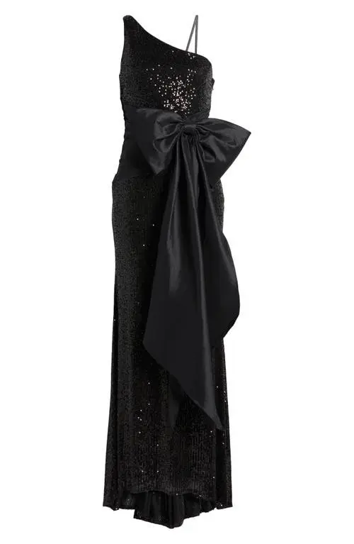 Eliza J One-shoulder Sequined Gown