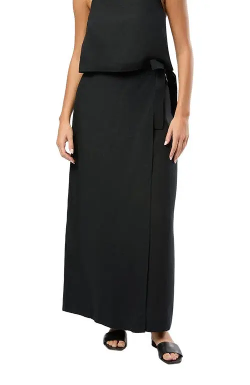 Onia Air Linen Maxi Wrap Skirt - Black