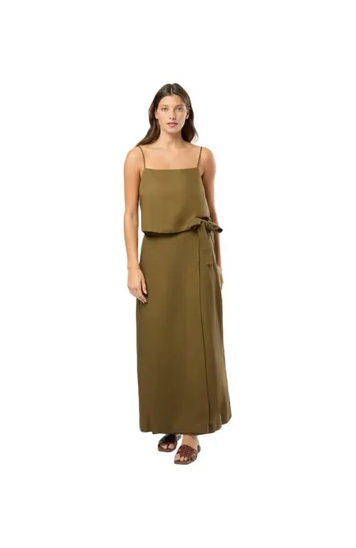 Onia Air Linen Maxi Wrap Skirt - Olive