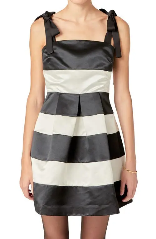 English Factory Stripe Tie Strap Mini Dress