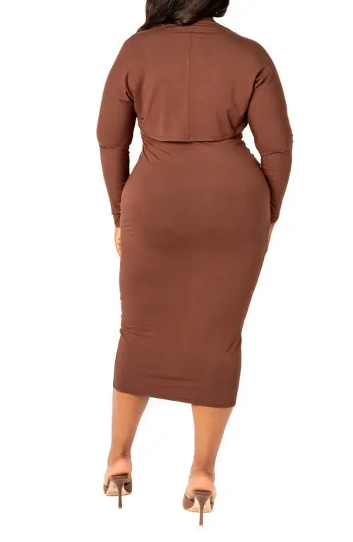 BUXOM COUTURE Modal Tube Dress And Shrug - Chocolate