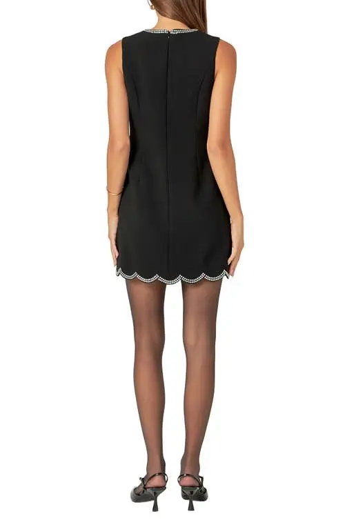 English Factory Rhinestone Scallop Mini Dress
