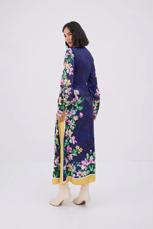 RAISHMA Kiara Floral Print Maxi Dress With Belt