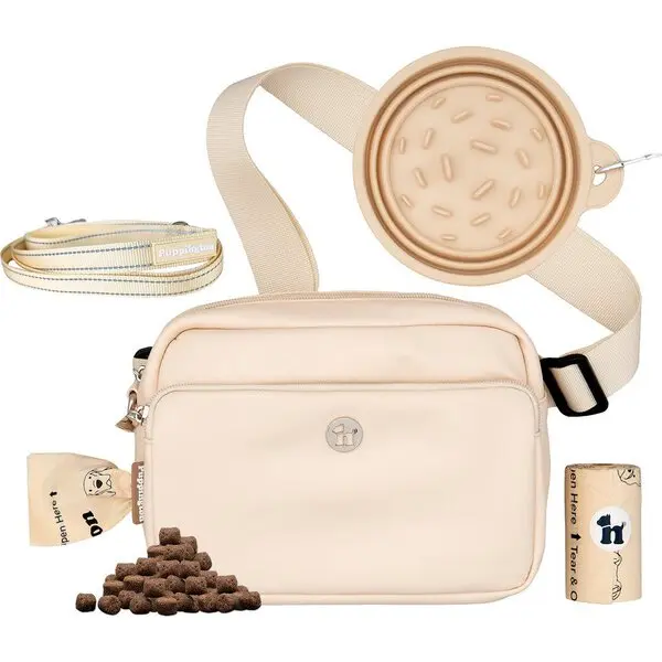 PUPPINGTON 3-in-1 Dog Walking Bag With Accessories - Vanilla Cream