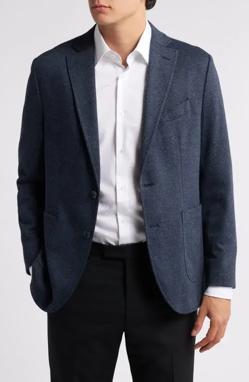 GRUNER 1949 Alfi Herringbone Knit Sport Coat - Blue