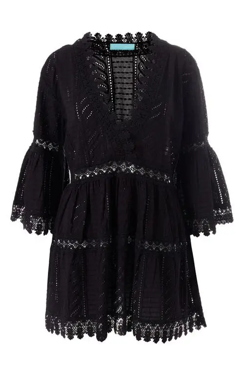 Melissa Odabash Victoria Lace Trim Cotton Cover-up Tunic - Black