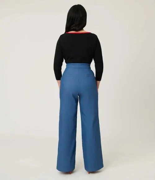 Unique Vintage 1940s Ginger Pants - Blue Chambray
