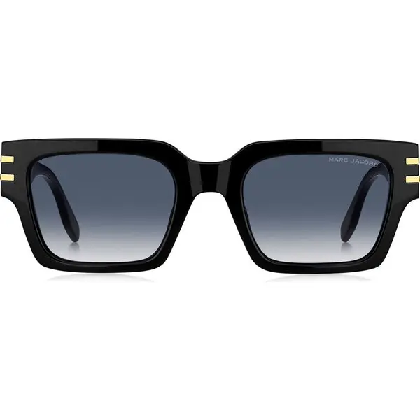 Marc Jacobs 52mm Rectangular Sunglasses - Black Gold/ Dark Blue