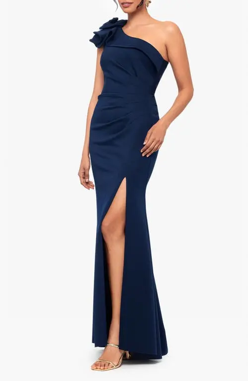 XSCAPE EVENINGS Bow One-shoulder Gown