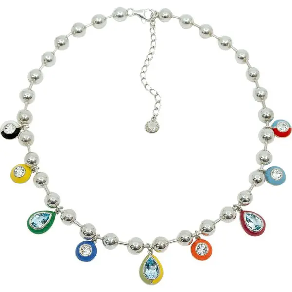 Fry Powers Lydia Collar Necklace With Sterling Silver And Topaz Gemstones - Rainbow Multi