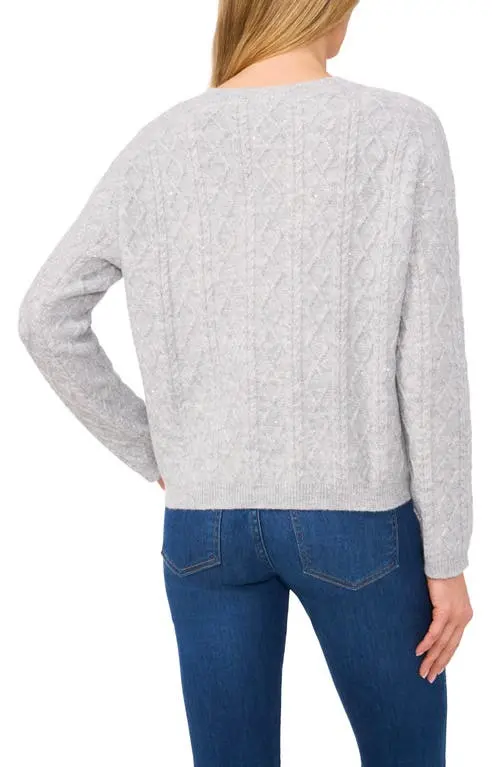 CECE DUPRAZ Sequin Cable Stitch Sweater - Silver Heather