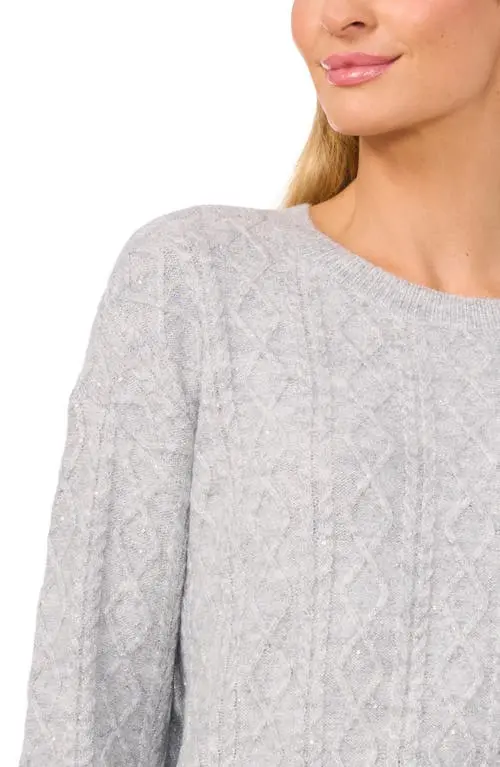 CECE DUPRAZ Sequin Cable Stitch Sweater - Silver Heather
