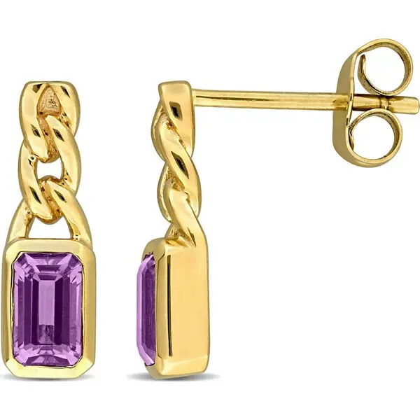JULIANNA B. Gemstone Twisted Link Drop Earrings In 14k Yellow Gold - Amethyst