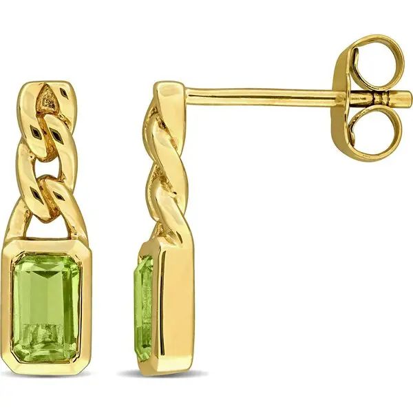 JULIANNA B. Gemstone Twisted Link Drop Earrings In 14k Yellow Gold - Peridot