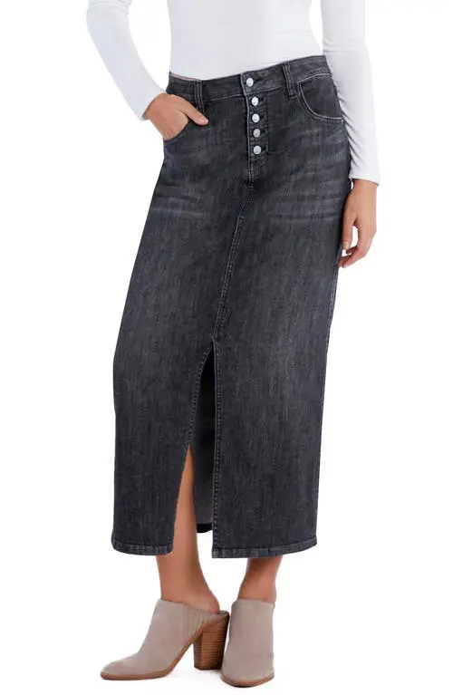 WASH LAB DENIM Front Slit Denim Midi Skirt