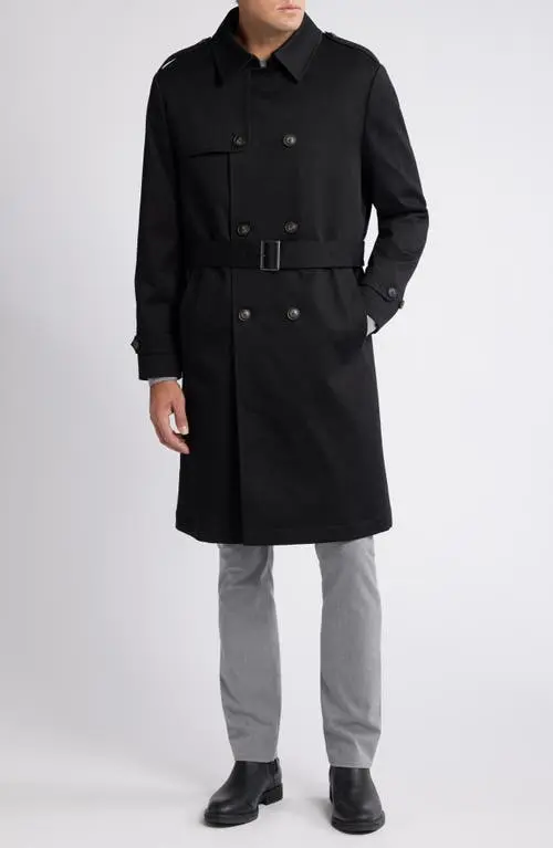 Hart Schaffner Marx Bridgeport Water Resistant Double-breasted Trench Coat - Black