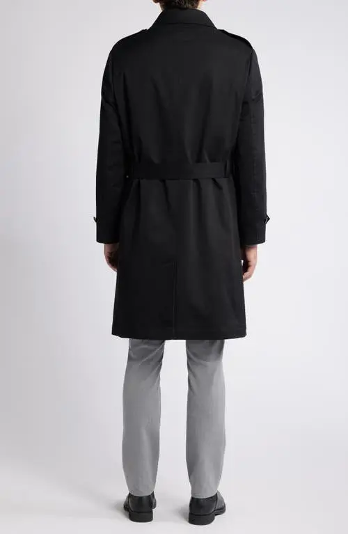 Hart Schaffner Marx Bridgeport Water Resistant Double-breasted Trench Coat - Black